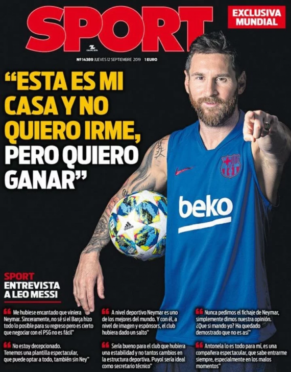 De principio a fin: la entrevista completa de Lionel Messi en Sport ...