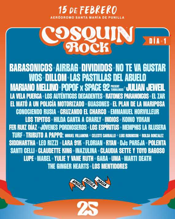 COSQUÍN ROCK 2025: el LINE UP completo, día por día - Mendoza Post