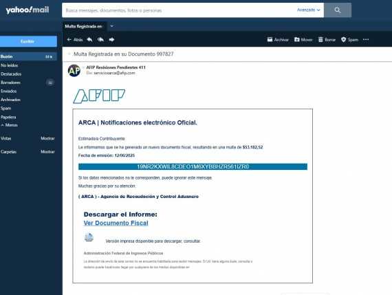 Alerta: volvió a circular un mail de estafas en nombre de AFIP ...